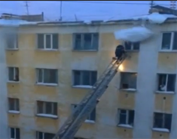 Snow Hits Russian Firefighter During Rescue | Firehouse
