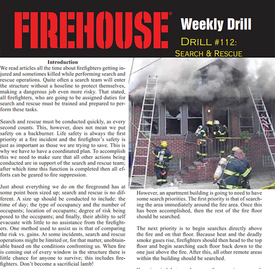 Firehouse Weekly Drill - Fireground Search & Rescue Skills | Firehouse