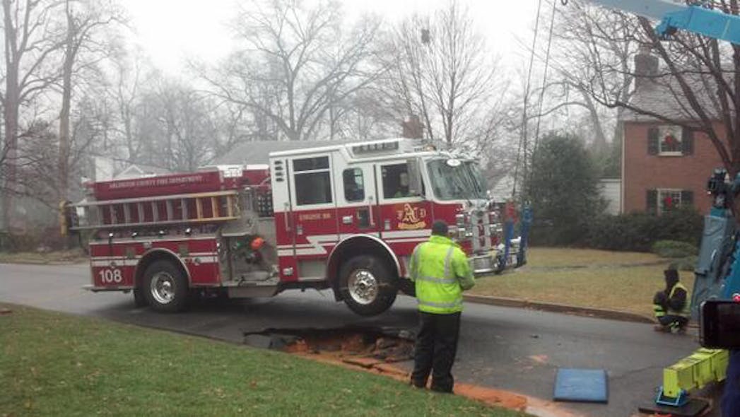 Photos: Va. Fire Truck Lifted from Sink Hole | Firehouse