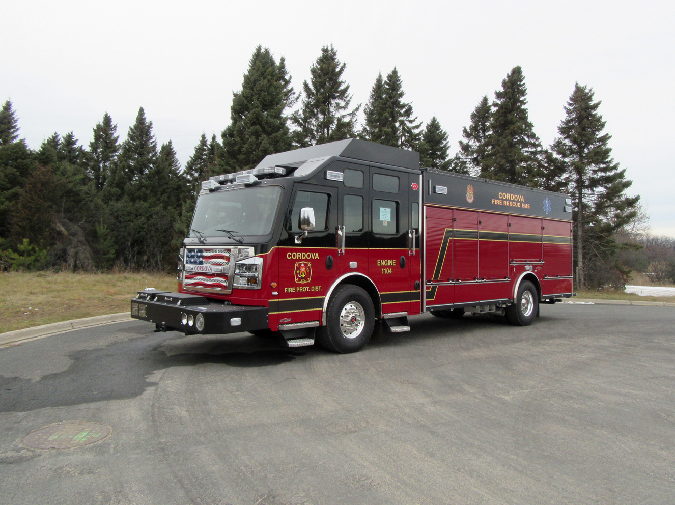 Rear-Mount Fire Pumper, Built by Rosenbauer, Delivered to Cordova, Ill ...