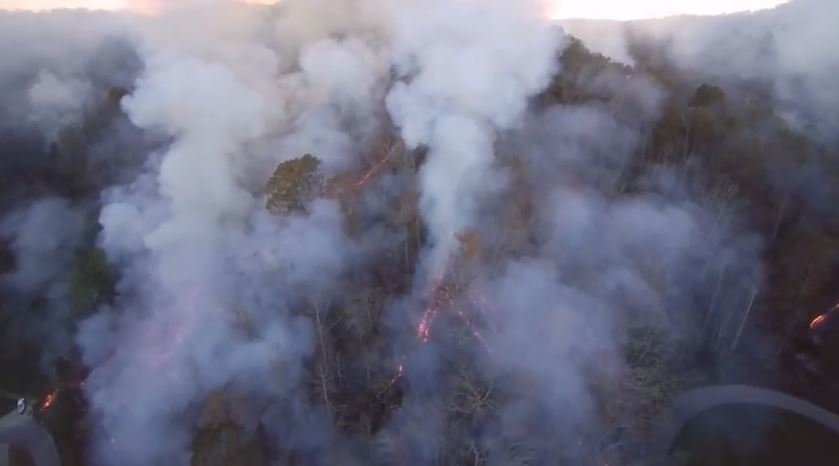 Drone Captures Overhead Views of Jackson, KY, Forest Fire - Firefighter ...