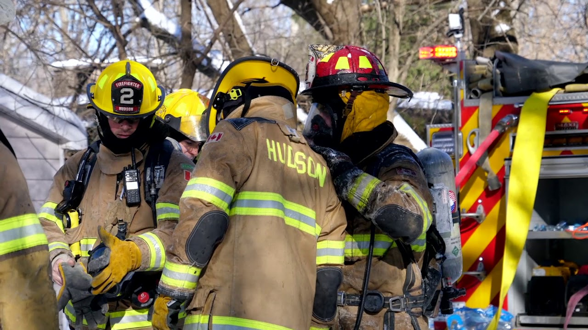 Hudson Quebec Canada Firefighters Battle Residential House Fire Raw ...