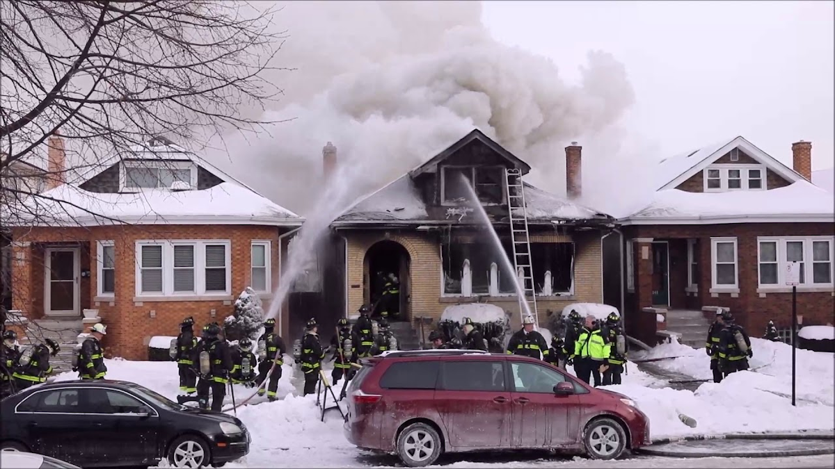 Chicago Firefighters Battle House Fire In Sub Zero Temperatures Raw ...