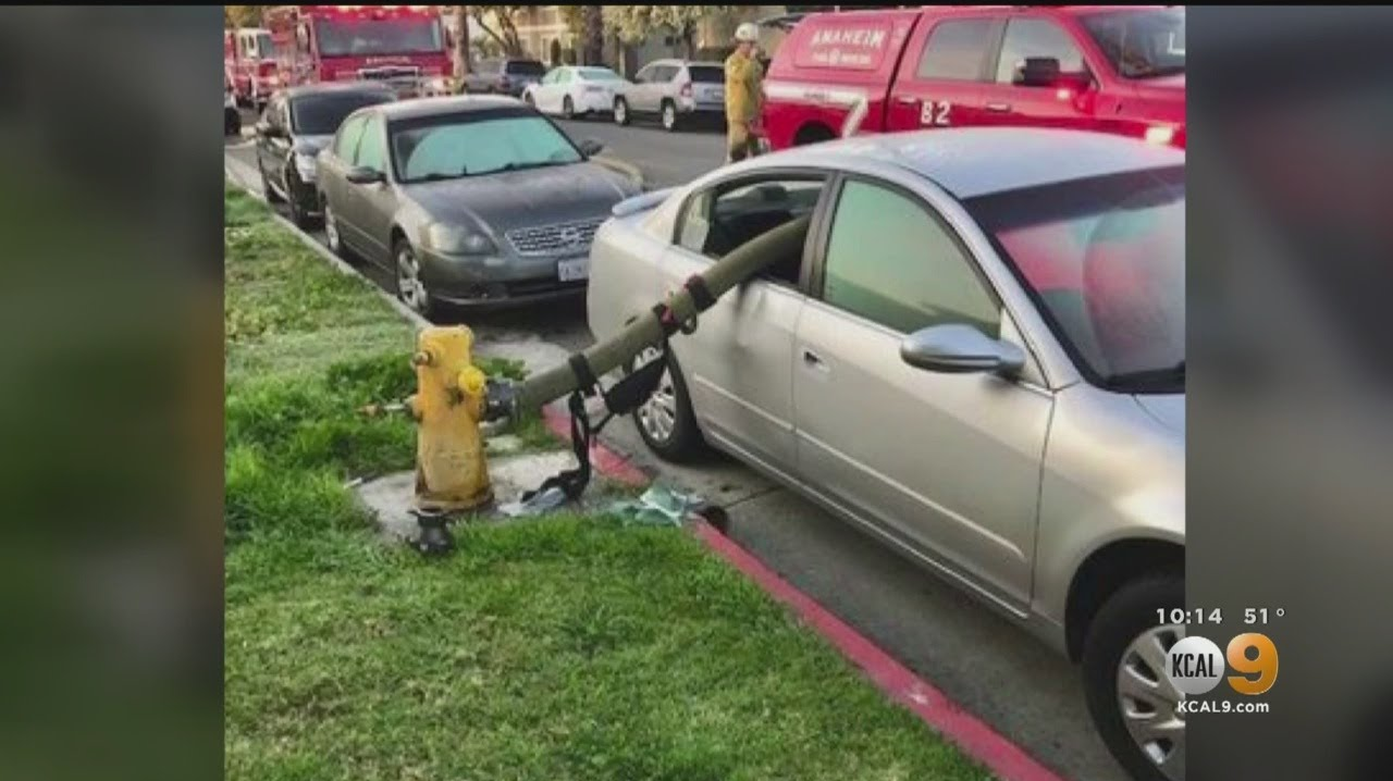Anaheim Fire Department Viral Photo Car Windows Broken Hose ...