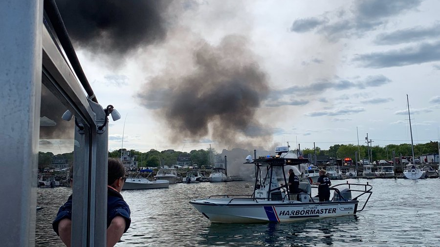 Boat Catches Fire in Scituate MA Harbor; 13 People Injured Firefighters ...