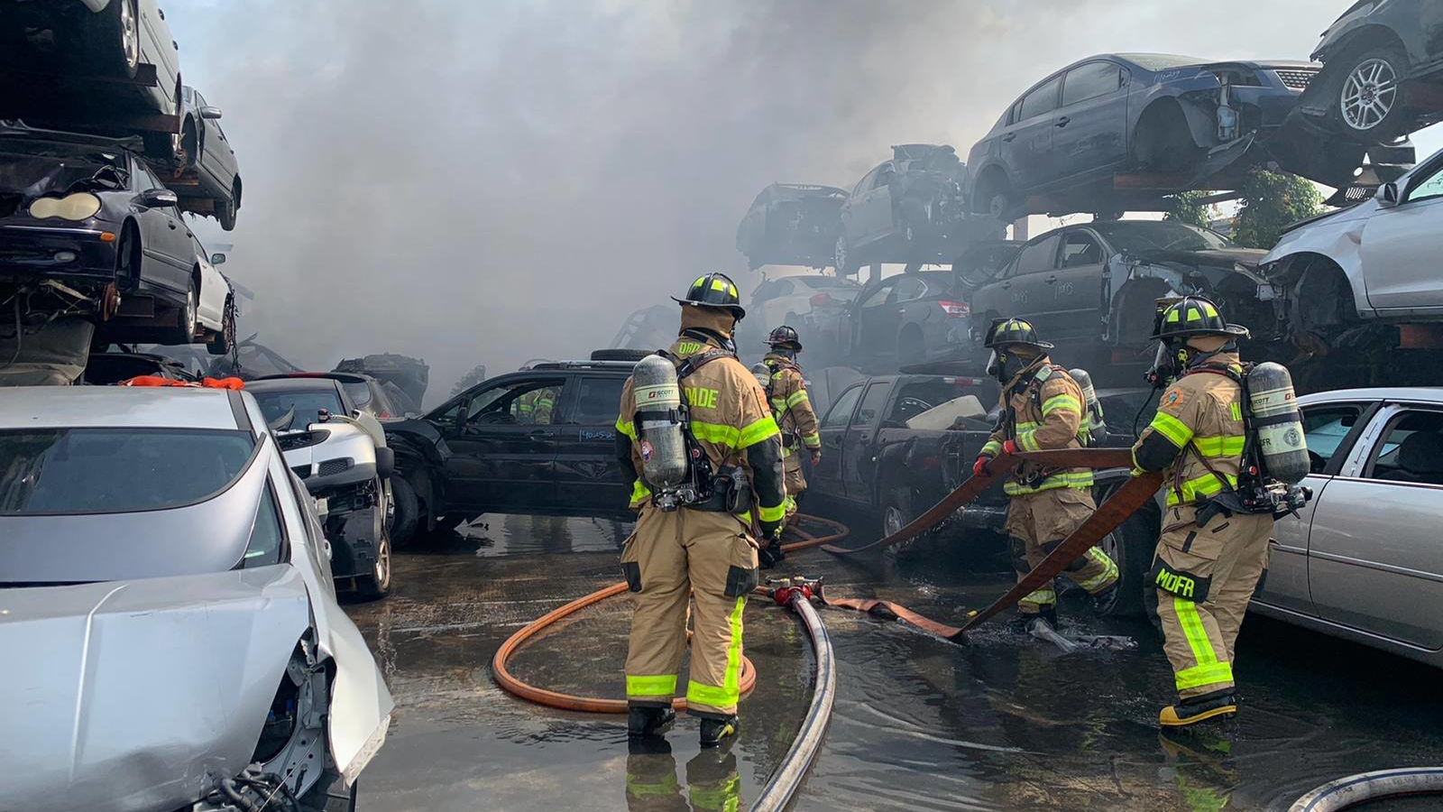 Video: Dozens of Miami-Dade Firefighters Tackle Junkyard Blaze | Firehouse