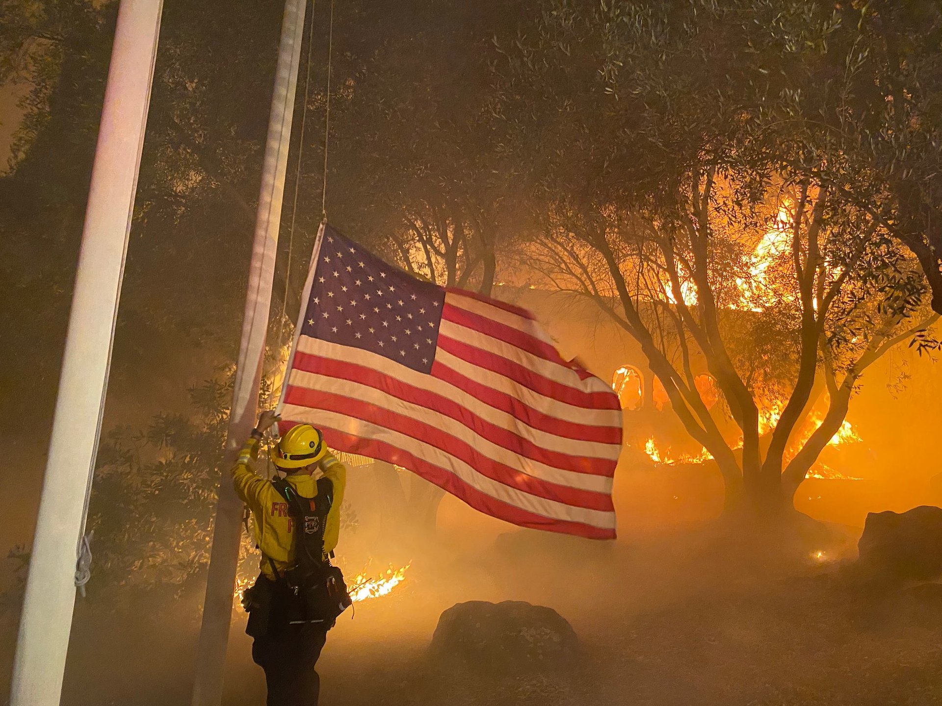 Watch CA Firefighters Save Winery's Flag from Wildfire | Firehouse