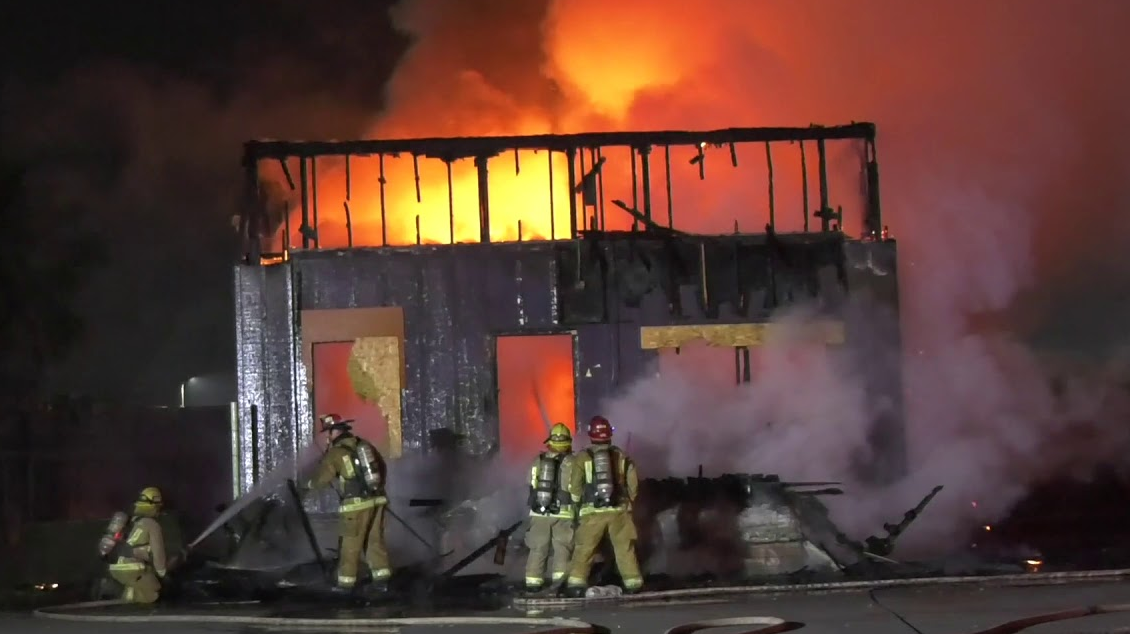 Video: CA Firefighter Avoids Debris from Fiery Collapse | Firehouse