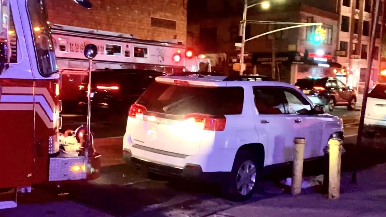 FDNY Engine Pushes Car Blocking a Fire Hydrant During Apartment Fire ...