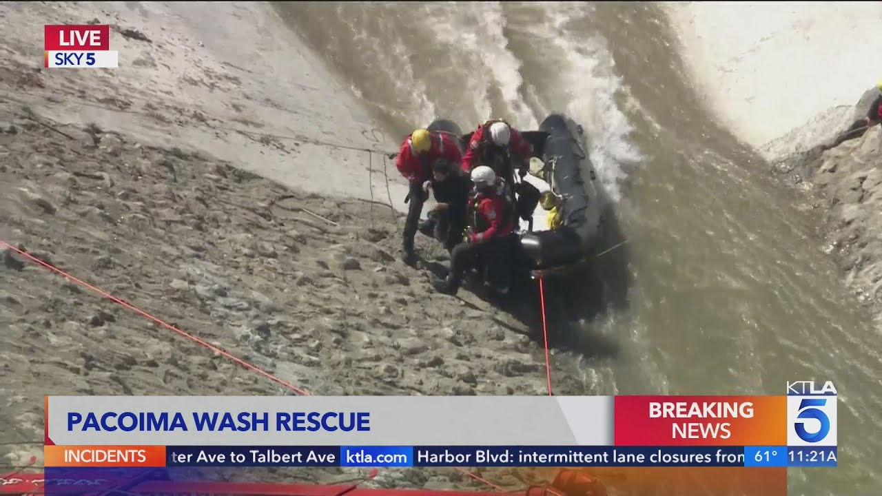Los Angeles Swift Water Rescue Team Saves Man Swept Away by Storm Water ...