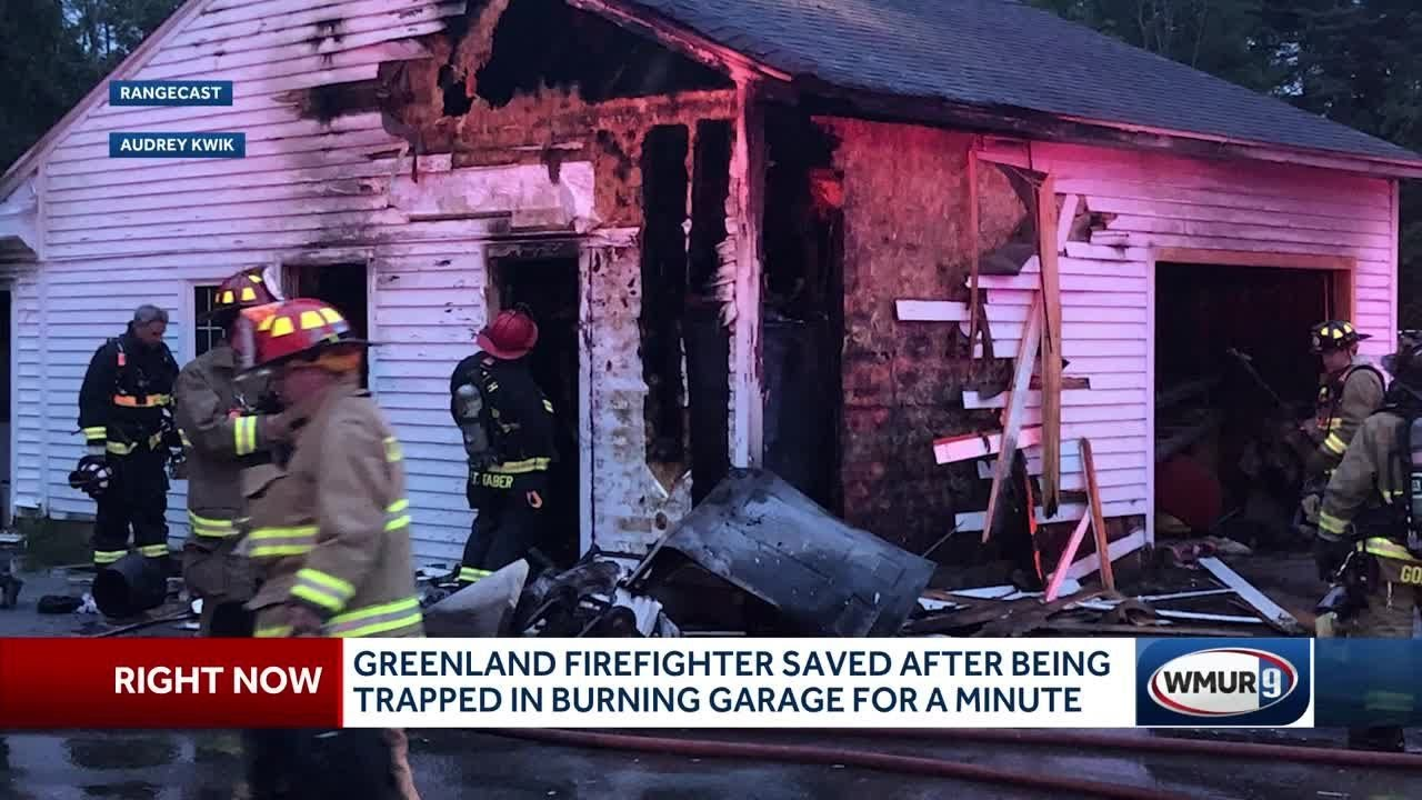 Greenland NH Firefighter Briefly Trapped in Burning Garage | Firehouse