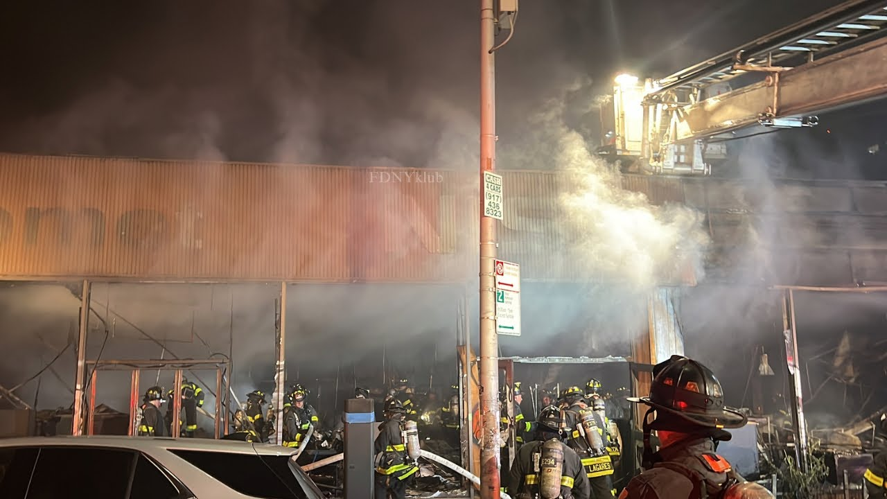 Fire in Vacant Car Dealership Battled by FDNY Crews | Firehouse