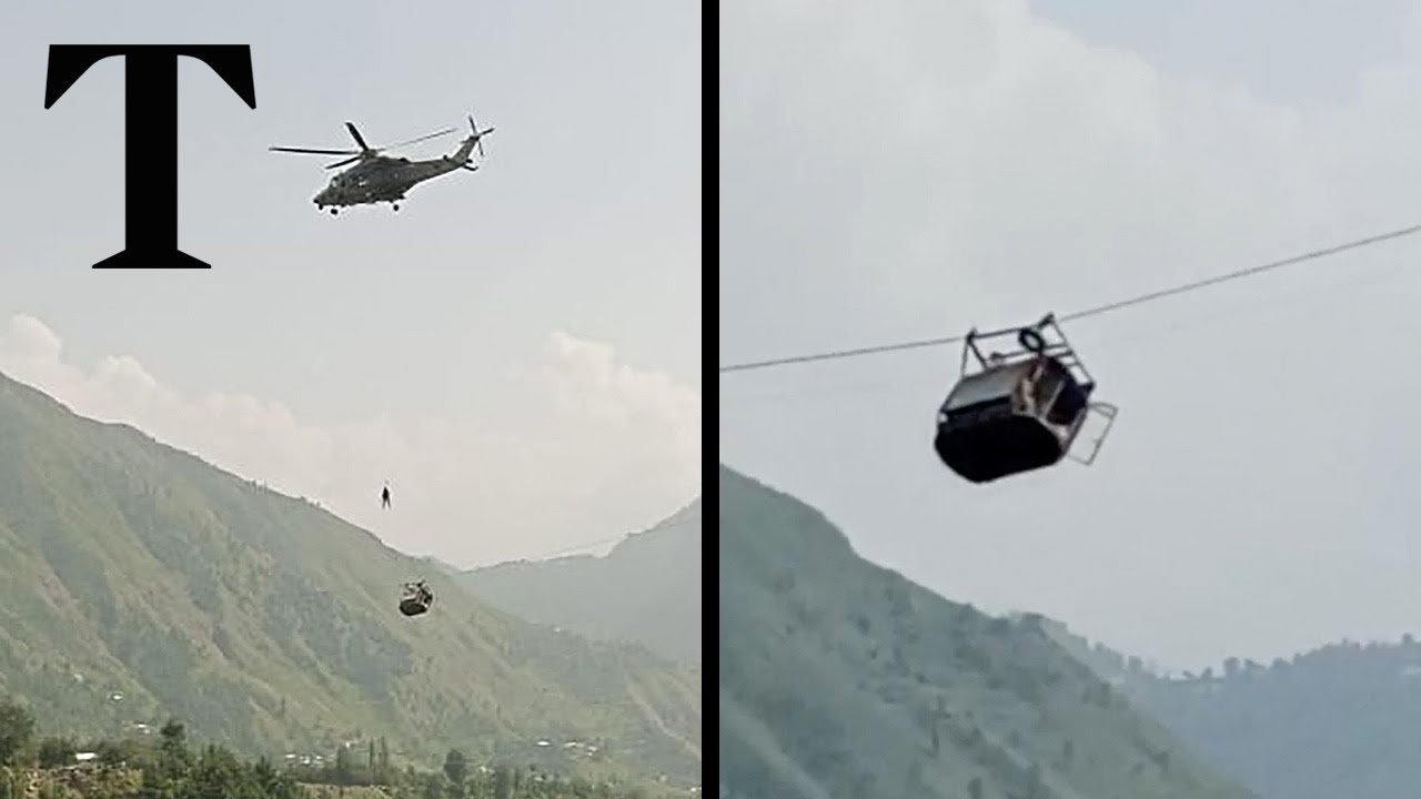 Pakistani Commandos Rescuing Children, Teachers from Dangling Cable Car ...