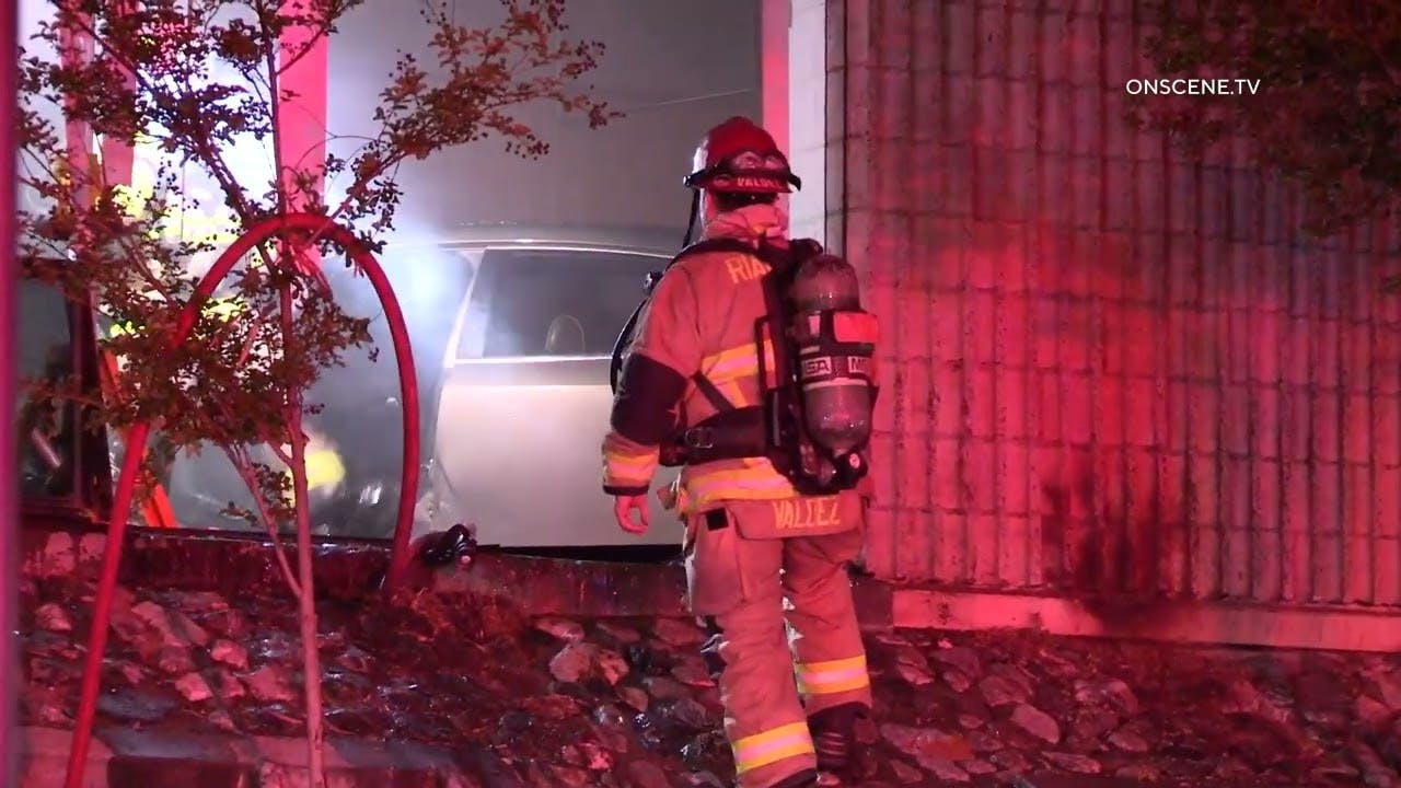 Vehicle Crashes in Rialto, CA, Fire Station, Catches Fire | Firehouse