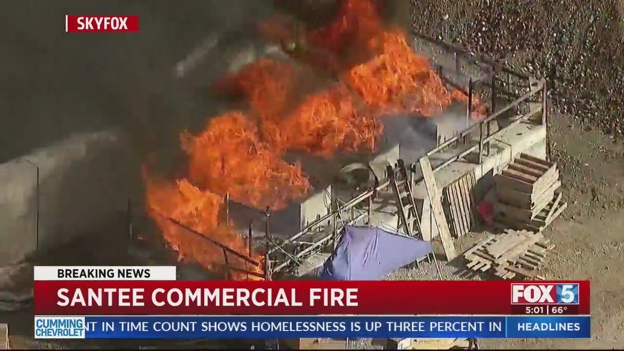 Santee, CA, Firefighters Stop Fire from Reaching Buildings under ...