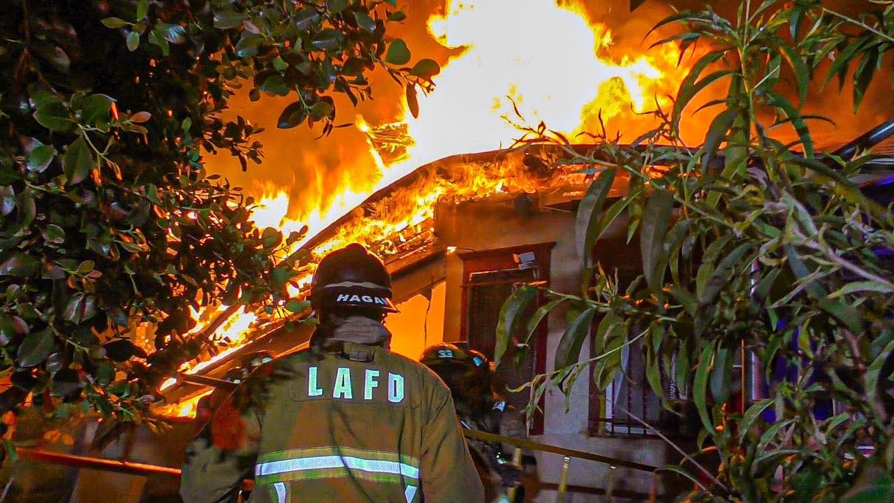 Single-Story House Fire Tackled by Los Angeles Firefighters | Firehouse