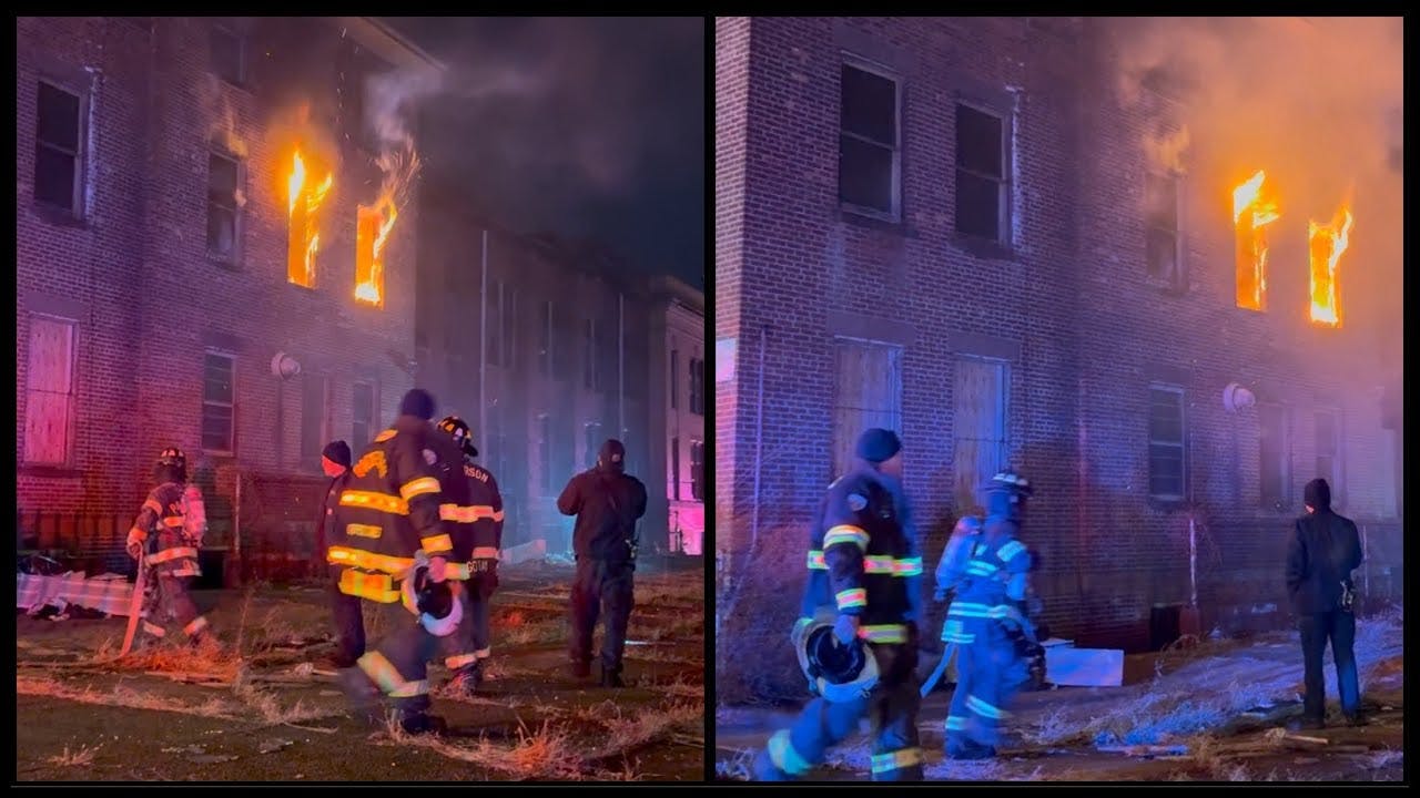 Watch: Paterson, NJ, Firefighters Work at Fire in Vacant High School ...