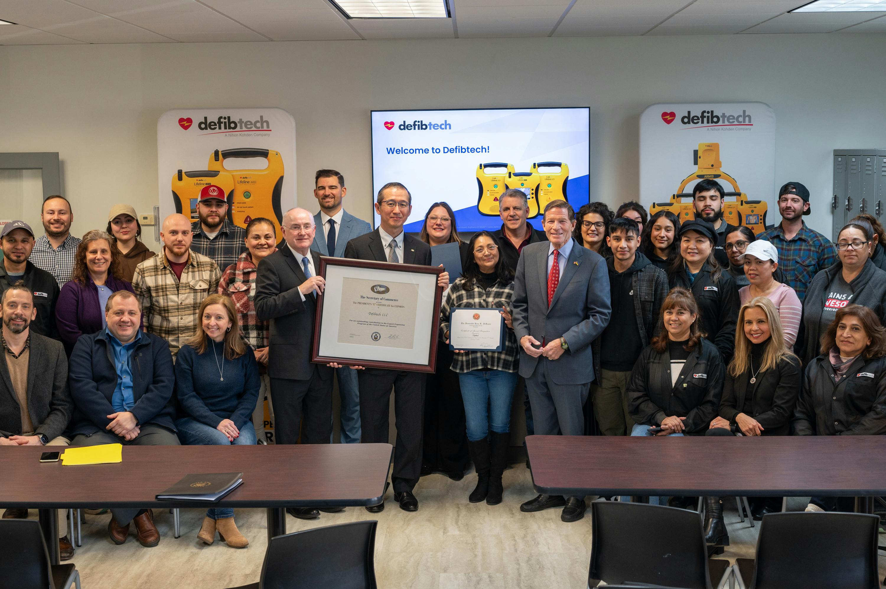 Sen. Blumenthal Visits Defibtech in Recognition of Company’s “E” Award ...