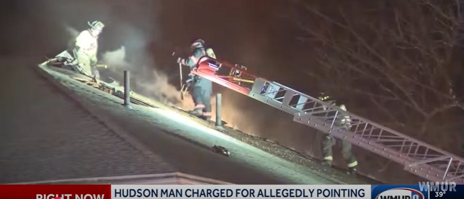 Man Points Gun at Firefighter's Face at Hudson, NH. Building Fire ...