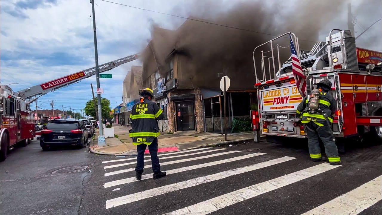 FDNY Firefighters Arrive at 4-Alarm Building Fire in Queens | Firehouse