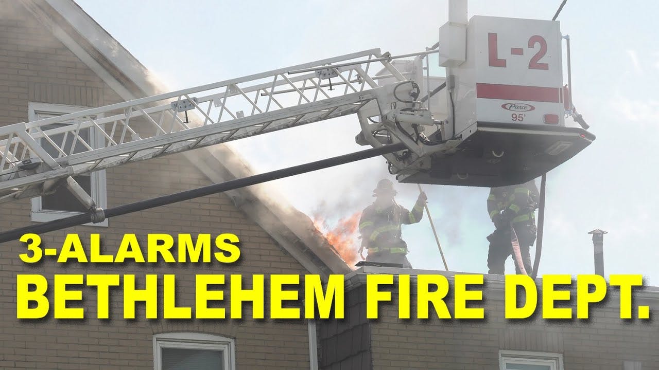 Watch: Firefighters Hit by Master Stream at Bethlehem, PA, Building ...