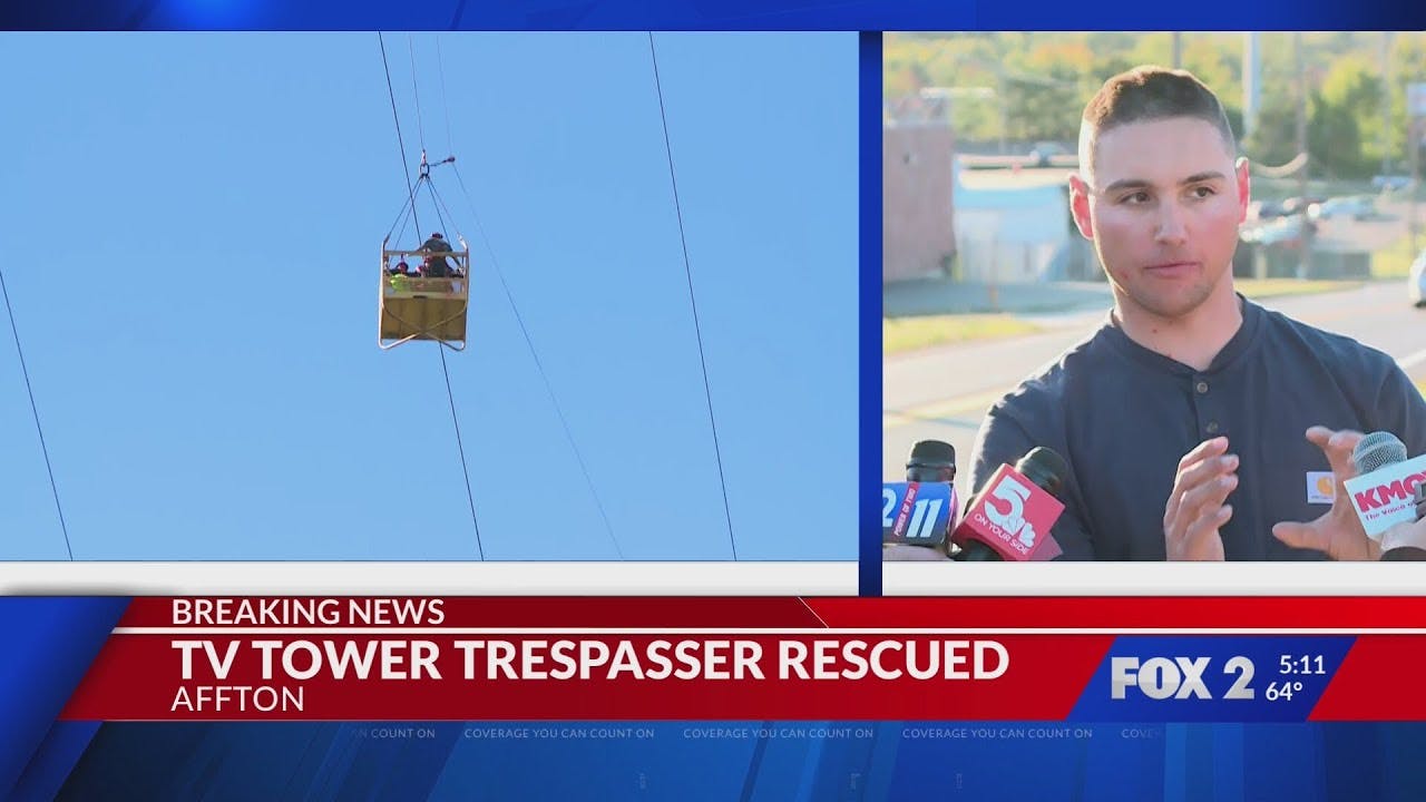 TV Tower Climber Rescued by Painter, Firefighters in St. Louis County ...