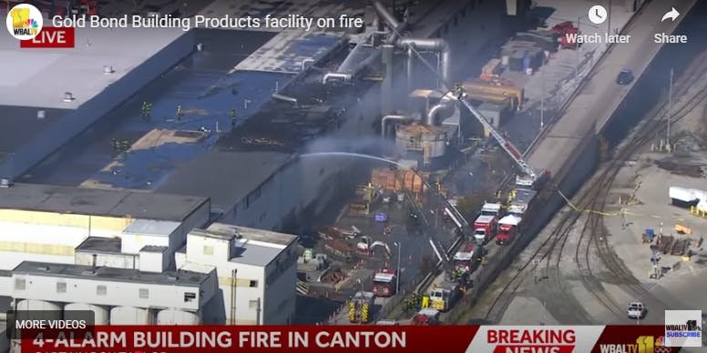 Baltimore Firefighters Hit Four-Alarm Fire in Drywall Plant | Firehouse